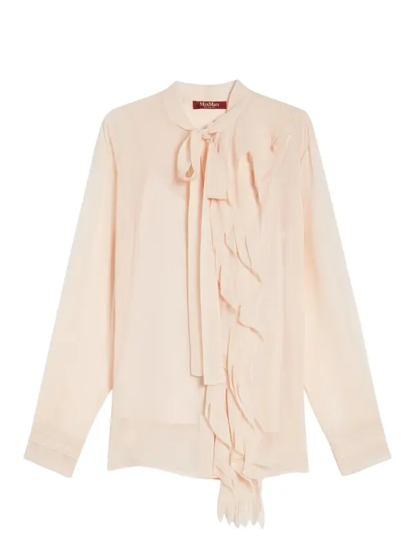 Max Mara Silk Georgette Blouse With Ruffle Detail - Nude