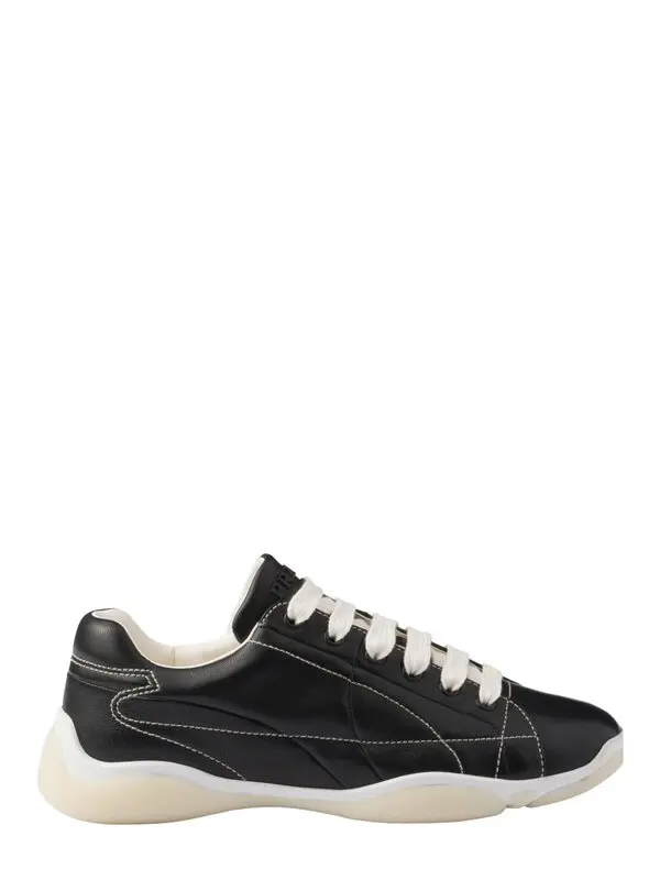 Prada Logo Detailed Lace-up Sneakers - Black