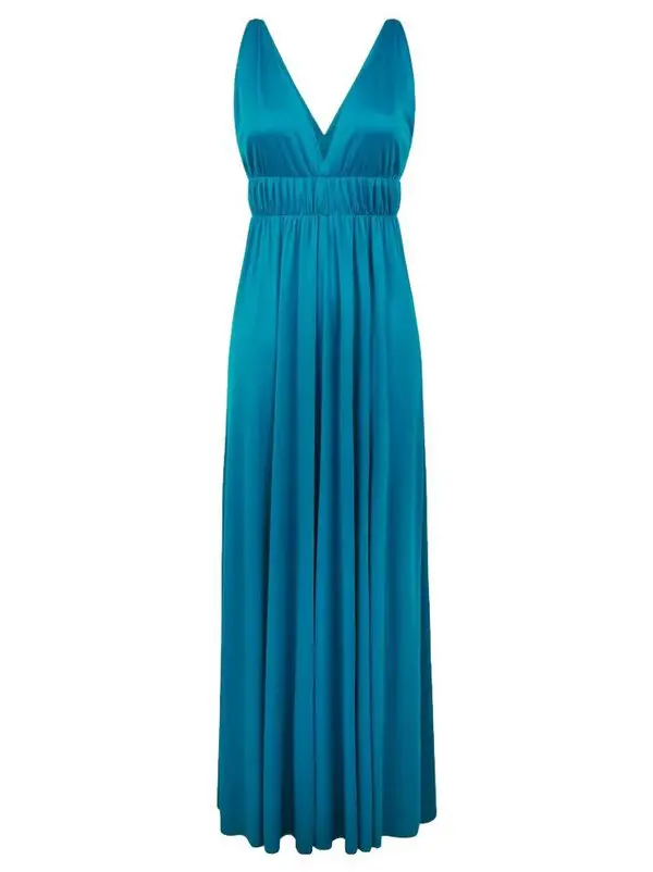 P.a.r.o.s.h V-neck Sleeveless Maxi Gown - Blue
