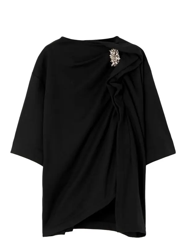 Dries Van Noten Draped Brooch T-shirt - Black