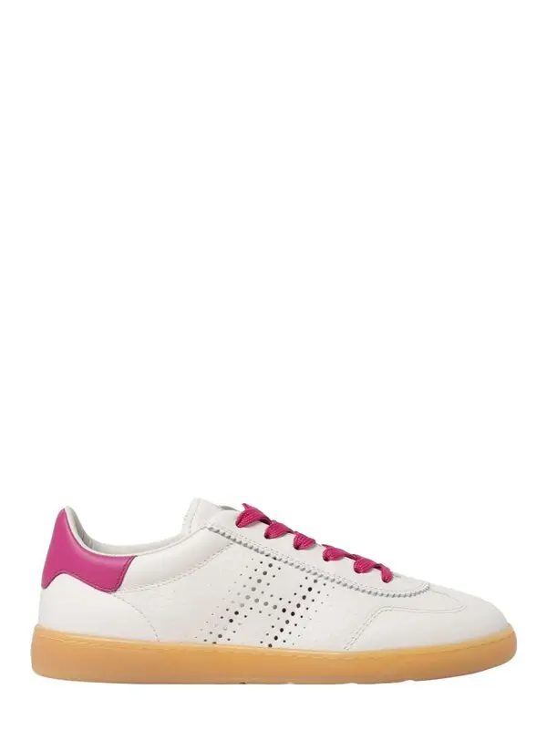 Hogan Lace-up Sneakers With Perforated Logo Detail - White
