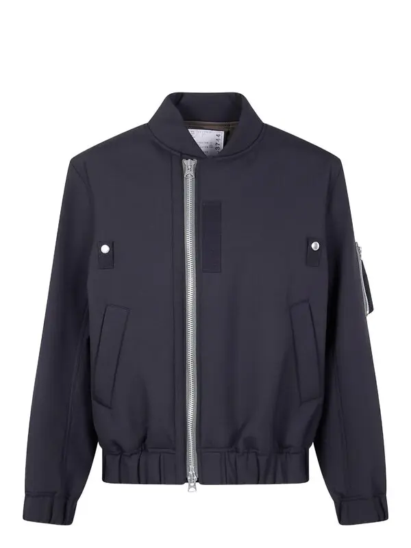 Sacai Long Sleeve Zipped Bomber Jacket - Black