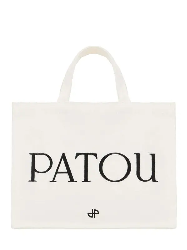 PATOU Logo Embroidered Medium Tote Bag - White