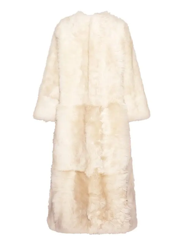 YVES SALOMON Extra Long Toscana Lambskin Coat - White
