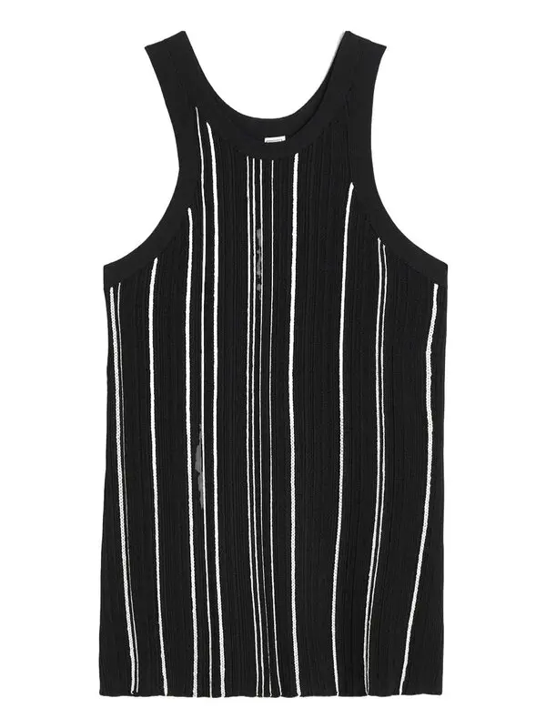 TOTEME Ribbed Striped Tank Top - Black