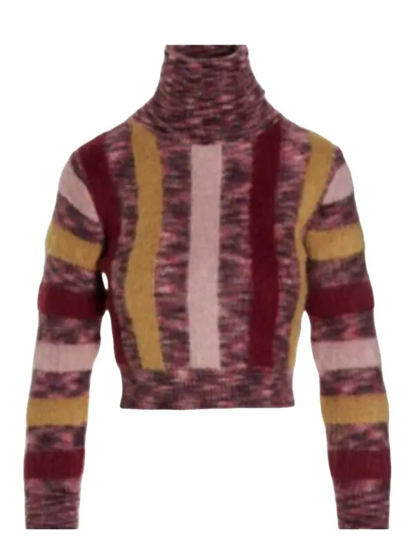 Dsquared2 Striped Cropped Turtleneck Jumper - Red