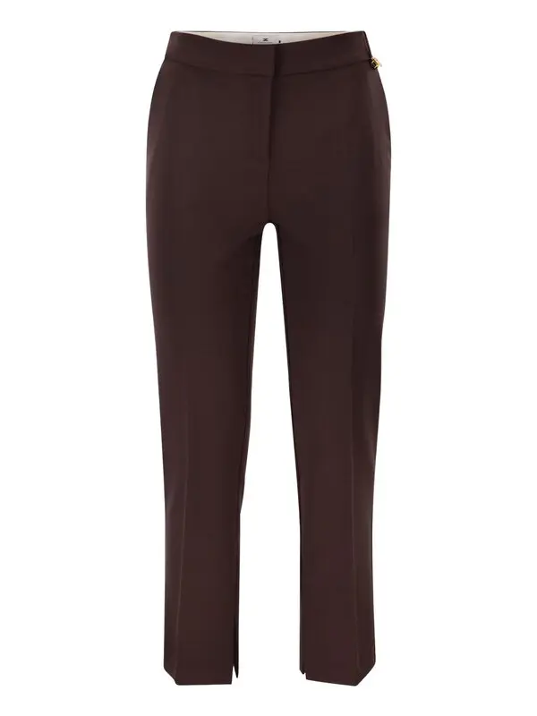 Elisabetta Franchi Logo Charm Lightweight Tailored Pants - Cocoa