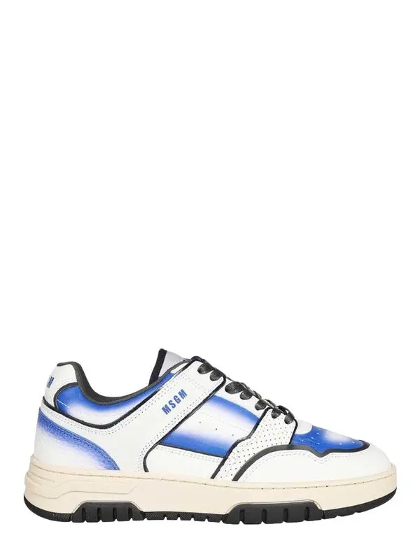 MSGM Logo Printed Lace-up Sneakers - White