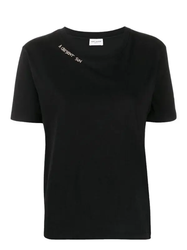 Saint Laurent Slogan Detail T-shirt - Black