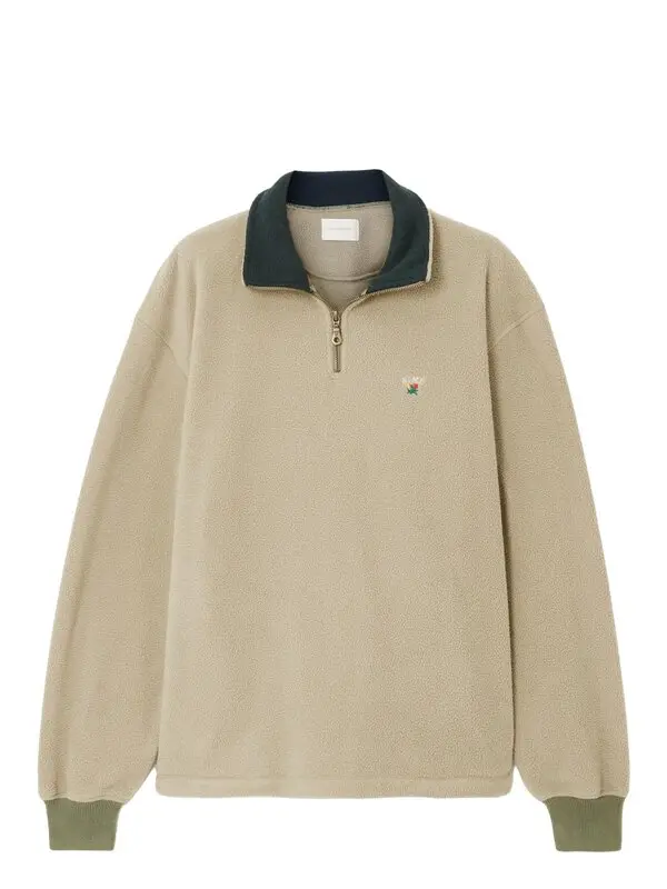 Aimé Leon Dore Fleece Half-zip Sweatshirt With Ribbed Cuffs - Nude