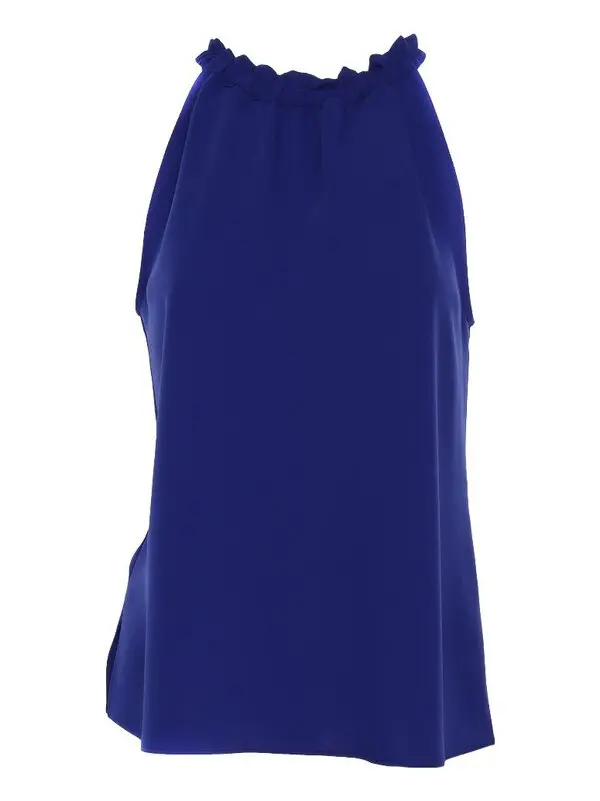 P.a.r.o.s.h Gathered Neck Sleeveless Blouse - Blue