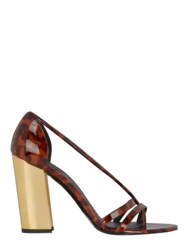 Givenchy Block Heeled Sandals In Tortoise Shell Patent Leather - Multicolor