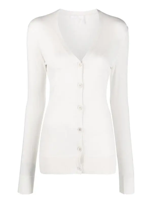 Chloé Scallop-cuff Wool Cardigan - White