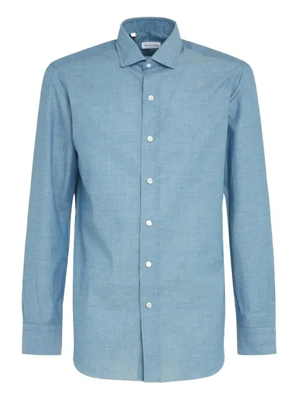 SALVATORE PICCOLO Button-up Long-sleeved Shirt - Blue
