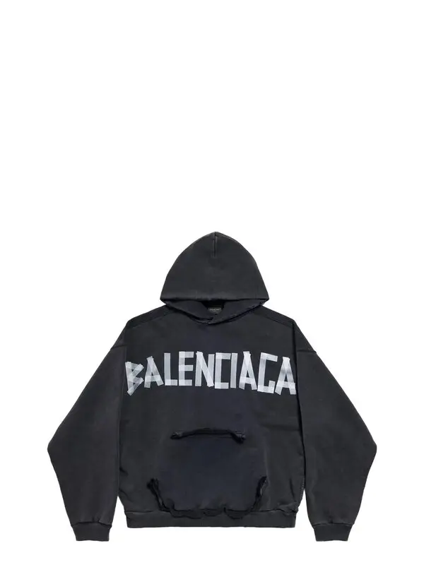 Balenciaga Ripped Pocket Tape Type Hoodie - Black Fade