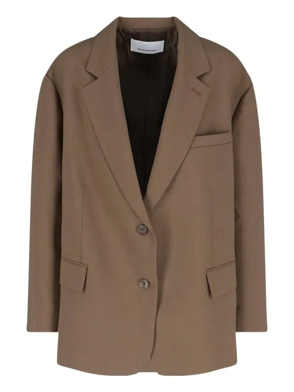 THE FRANKIE SHOP Oversized Single-breasted Blazer - Chocolate-colored