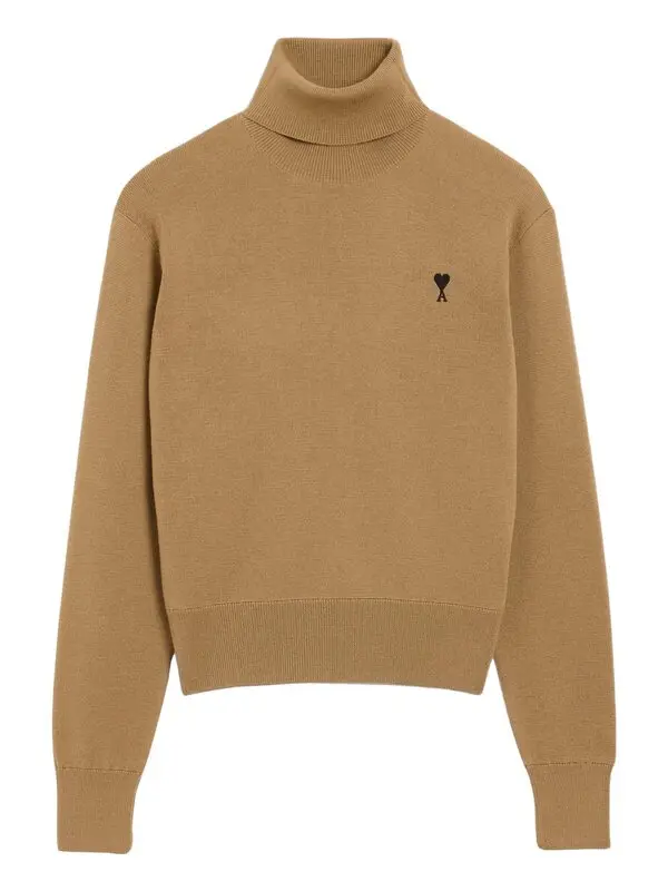 Ami De Coeur Roll Neck Sweater - Camel/black