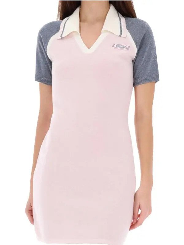 Casablanca Short Sleeve Tennis Dress With Logo Patch - Pink