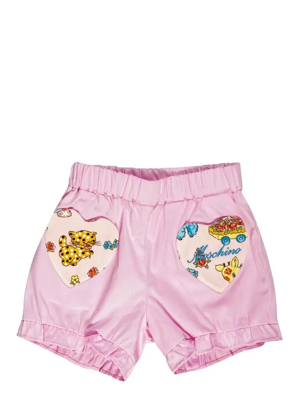 Moschino Patch Cotton Shorts - Pink