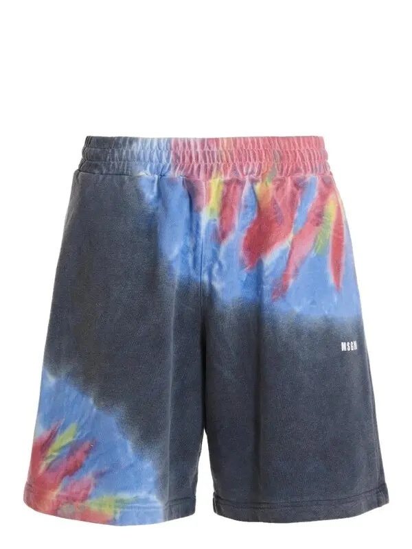 MSGM Tie-dyed Logo Bermuda Shorts - Black