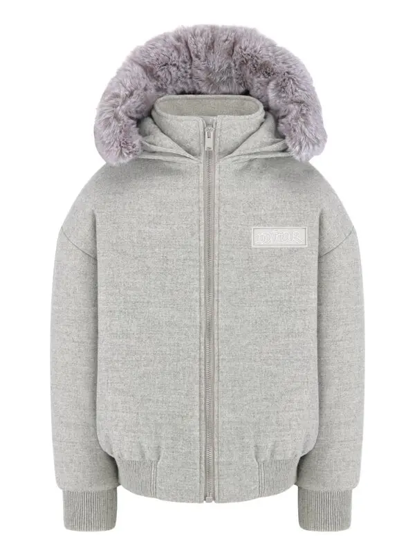Dior Hooded Jacket With Faux Fur Trim - Grey