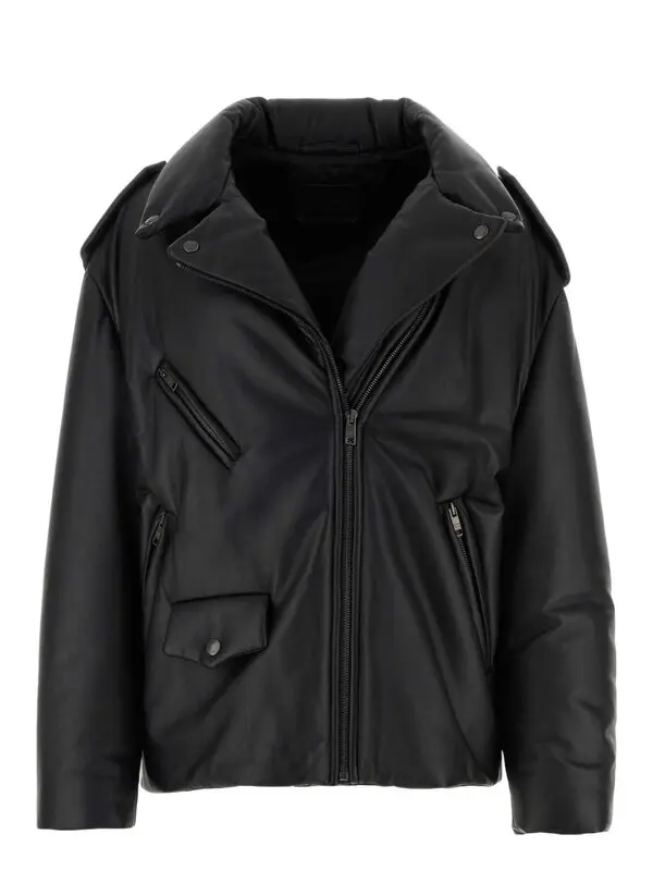 Prada Zip-up Padded Leather Jacket - Black
