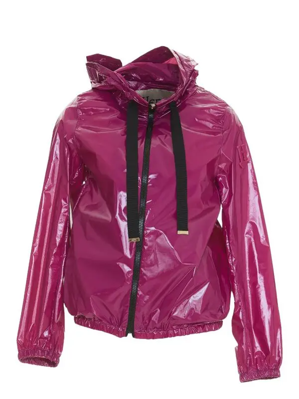 Herno High-shine Drawstring Hooded Jacket - Red