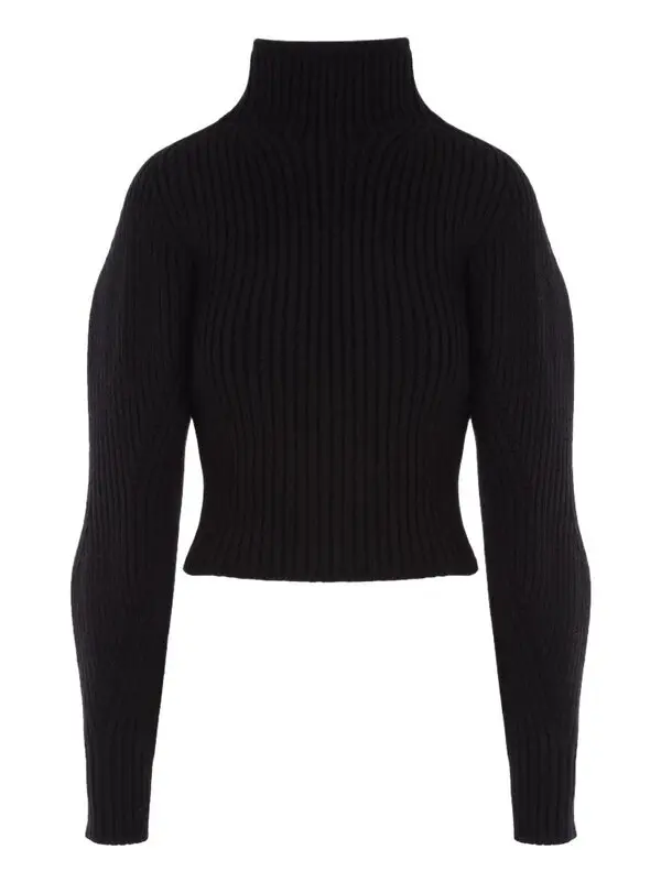 Alaïa High Neck Drop Shoulder Jumper - Black