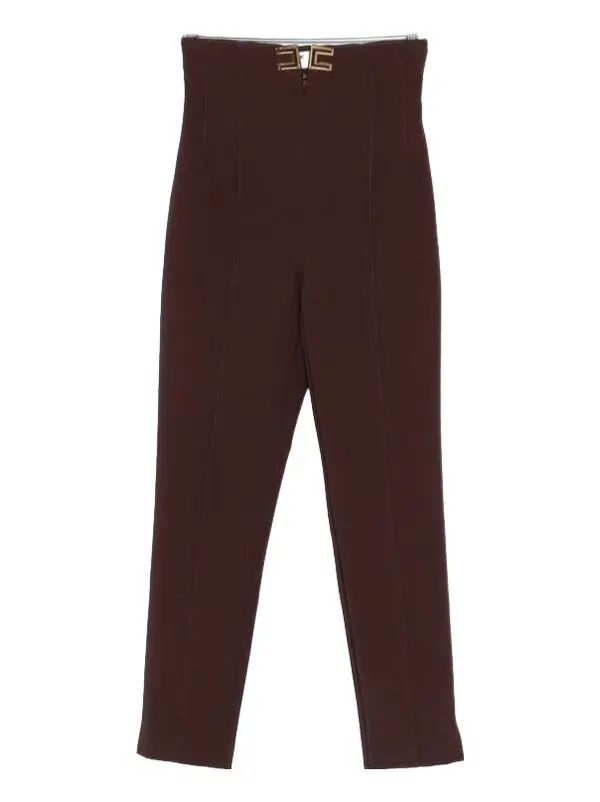 Elisabetta Franchi Logo Detail Double Layer Stretch Crêpe Pants - Black
