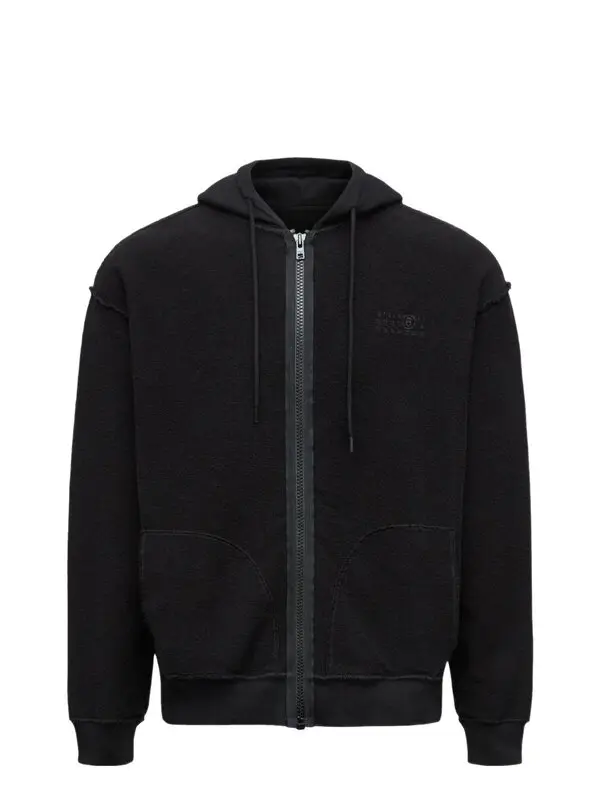 MAISON MARGIELA Zip-up Drawstring Hoodie - Black