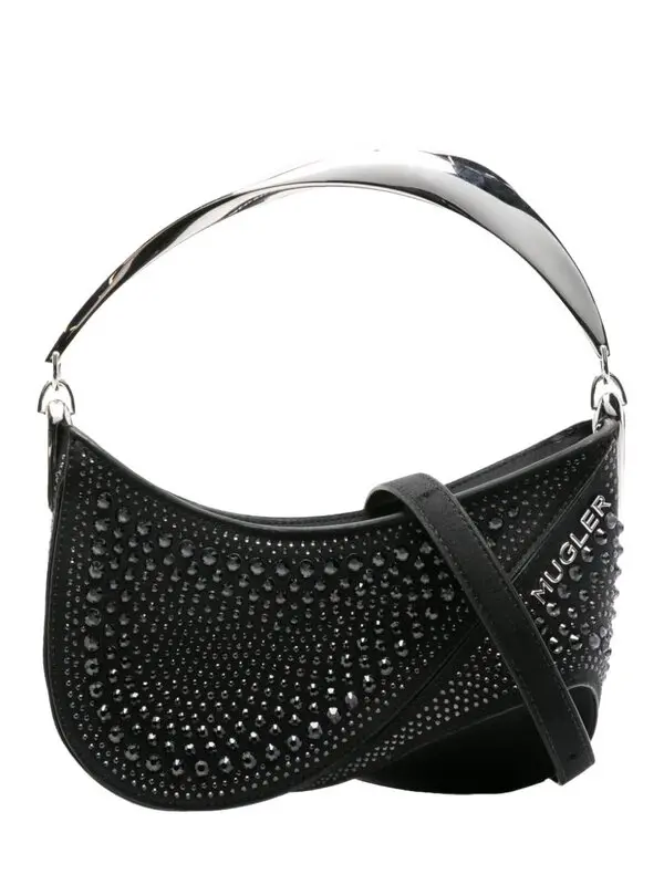 MUGLER Spiral Curve 01 Shoulder Bag With Studded Embellishment - Black