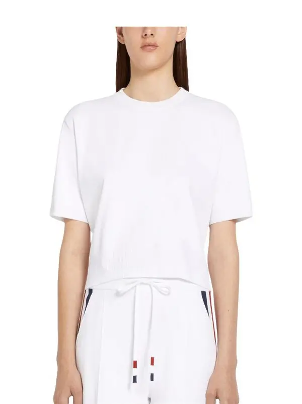 Thom Browne Rwb Intarsia-knit Crewneck T-shirt - White