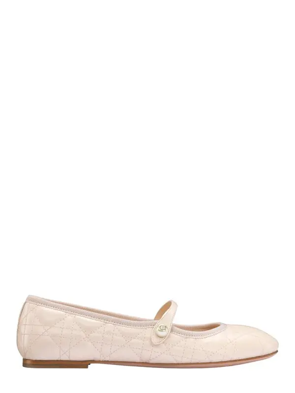 Dior Quilted Ballet Flats With Pearl Detail - Rosy
