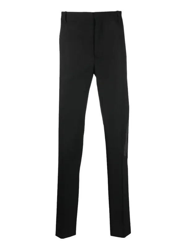 Alexander McQueen Straight-leg Tailored Trousers With Stripe Detail - Black
