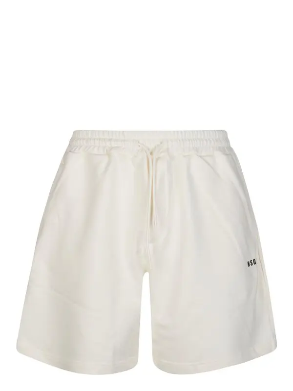 MSGM Logo Printed Drawstring Shorts - White