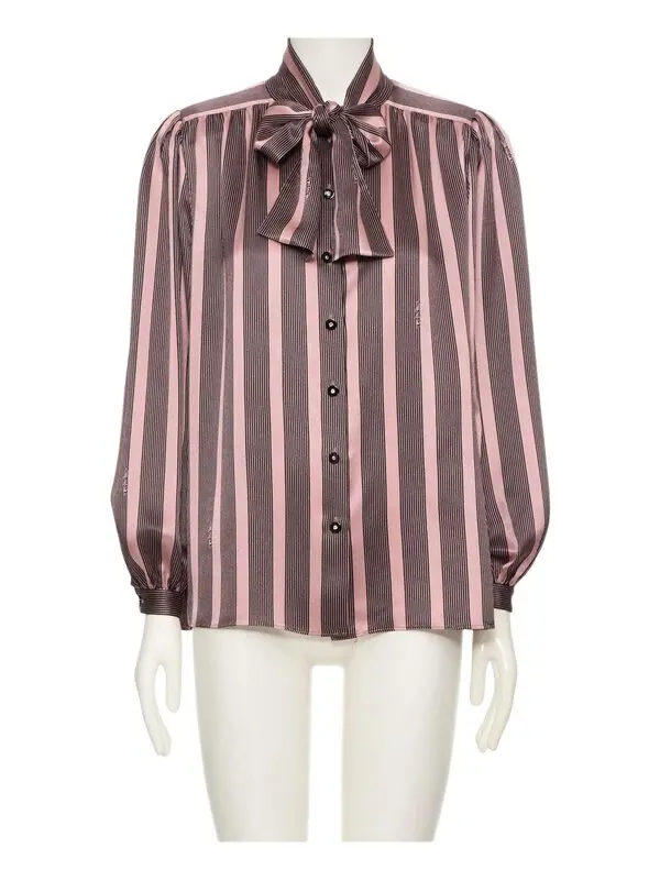 Valentino Garavani Striped Long Sleeve Blouse With Pussy Bow - Multicolor