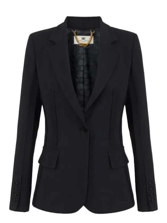 Elisabetta Franchi Single-breasted Tailored Jacket - Black