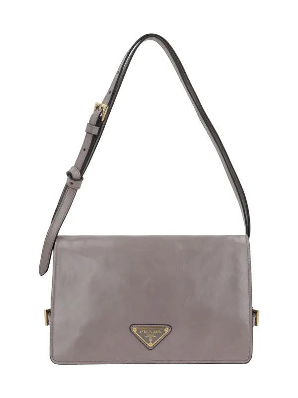 Prada Triangle Logo Shoulder Bag - Gray