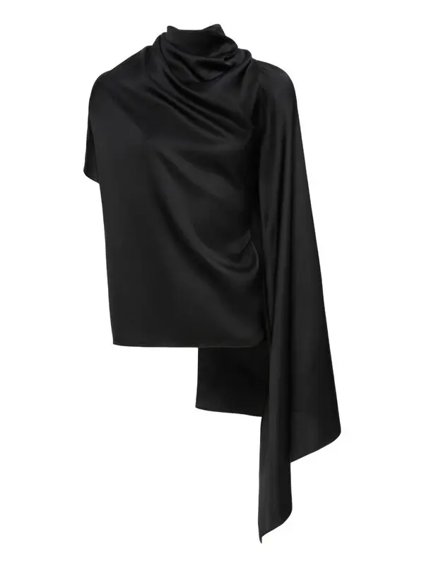 Magda Butrym Asymmetrical Drape Top - Black