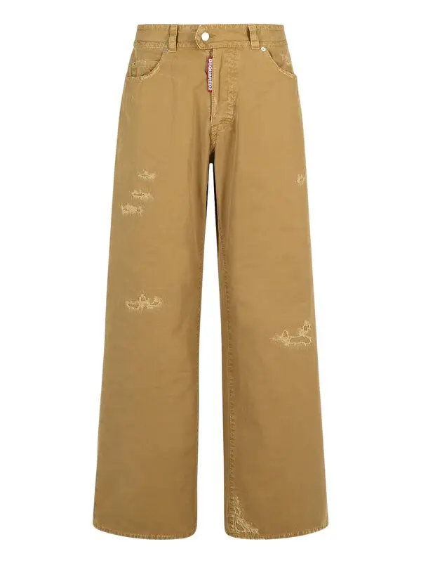 Dsquared2 Distressed Straight-leg Trousers - Beige