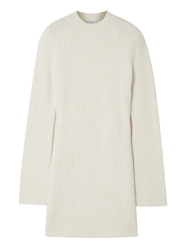 Gabriela Hearst Ribbed Knit Long Sleeve Sweater - Ivory