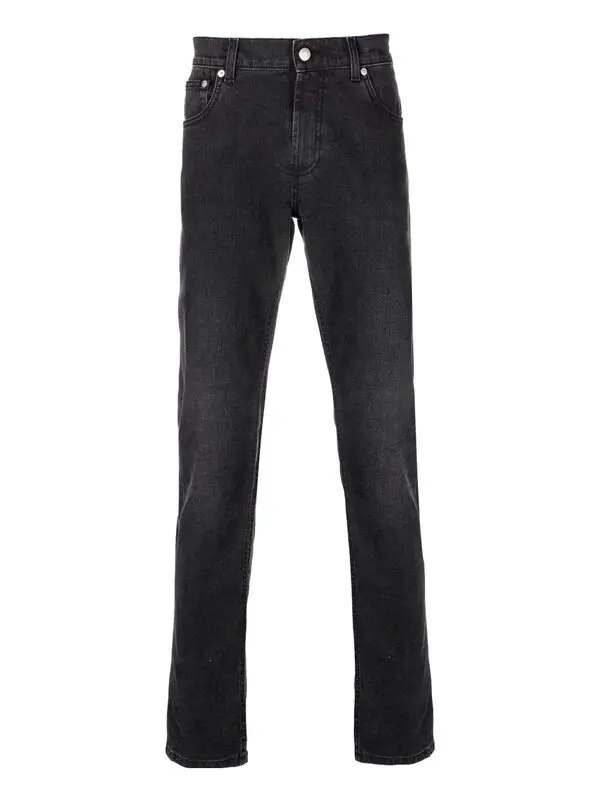 Alexander McQueen Logo Embroidered Straight Leg Jeans - Black