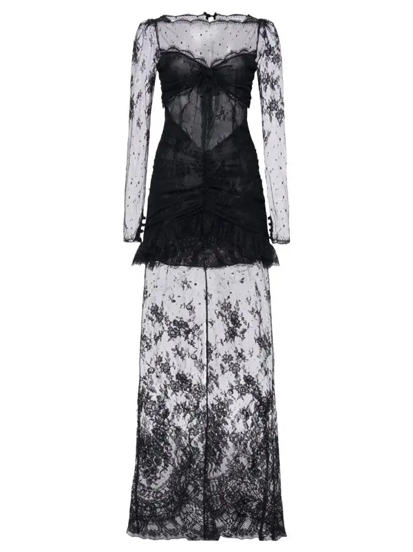 Alessandra Rich Lace Maxi Dress - Black