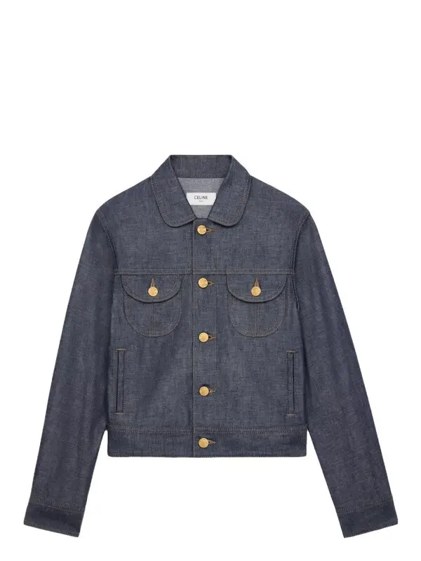 Celine Trucker Jacket In Raw Wash Denim - Black