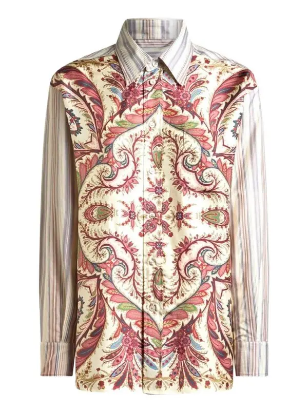 Etro Paisley And Stripe Print Shirt - Nude