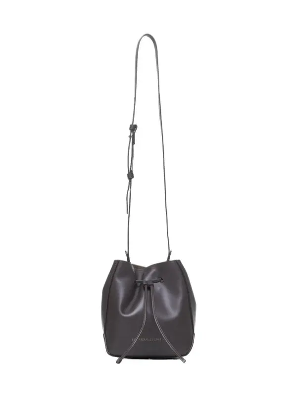 Brunello Cucinelli Logo Detailed Drawstring Shoulder Bag - Brown