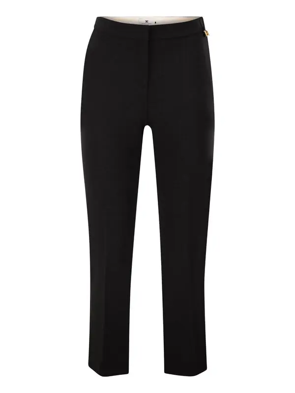 Elisabetta Franchi High-waisted Cropped Tailored Pants With Logo Detail - Black