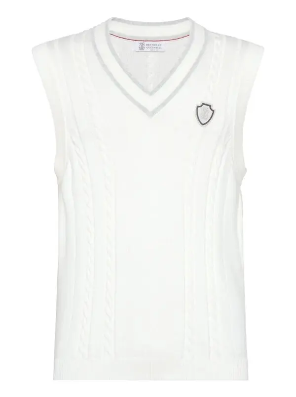 Brunello Cucinelli Cable Knit Vest - White