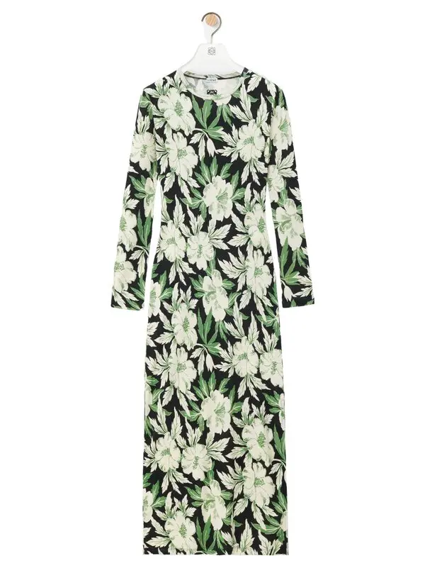 Loewe Floral Printed Crewneck Dress - Multi-color