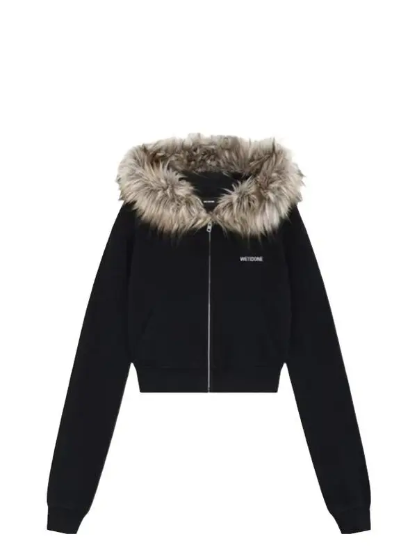 We11Done Hooded Zip-up Cotton Jacket With Fur Trim - No